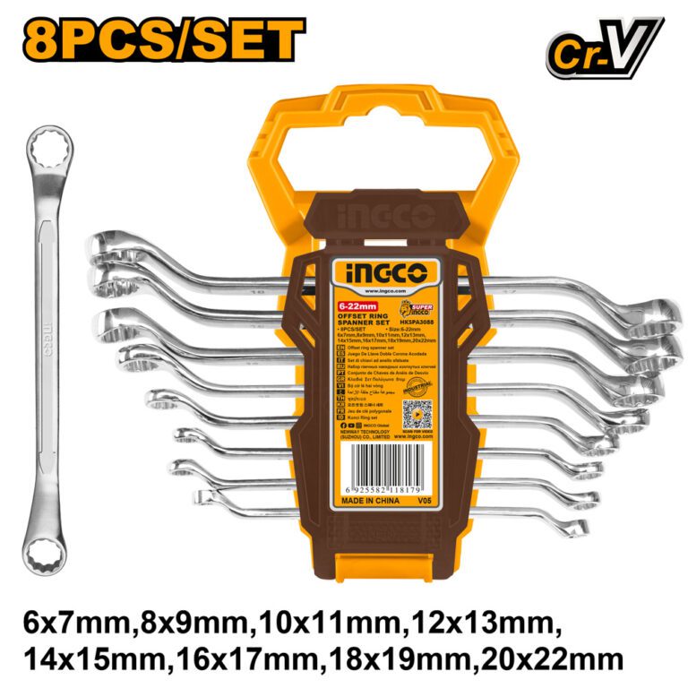 Ingco Double Ring Offset Spanner Set, 8-Piece | Gimme Online